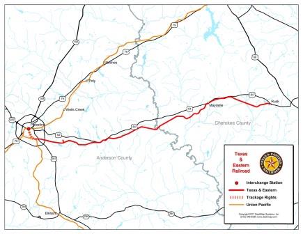 Web reduced Texas & Eastern Railroad Map - The Western Group